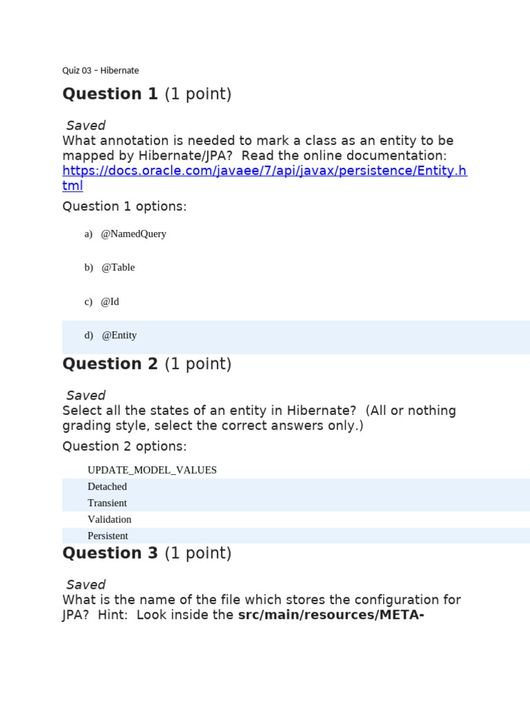 Quiz 3_3 | PDF | Data Model | Software Design