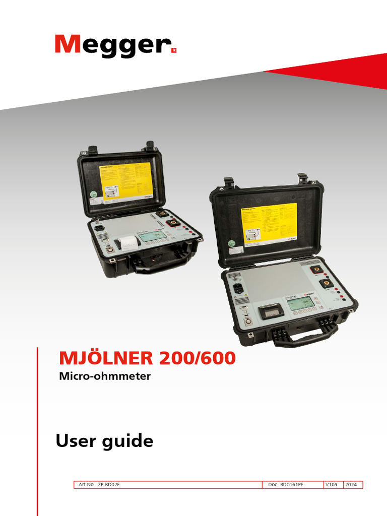 Megger MJOLNER-200 - 600 MicroOhm Meter Usr - Man | PDF | Ac Power ...
