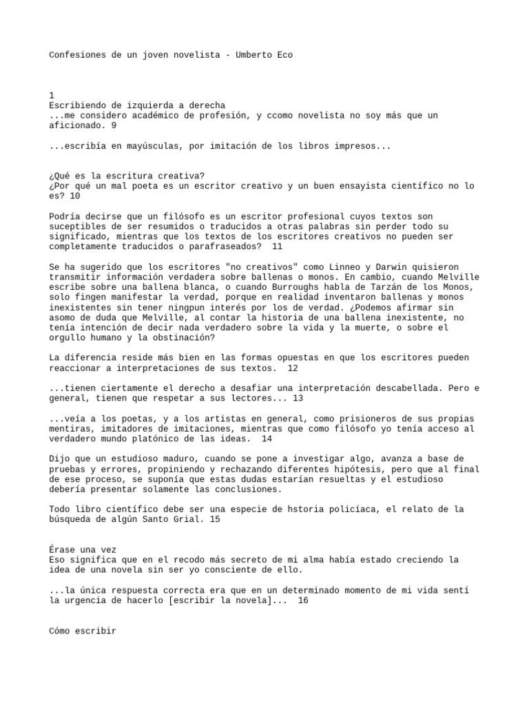 Confesiones de un Novelista Aficionado | PDF | Escritores | Novelas