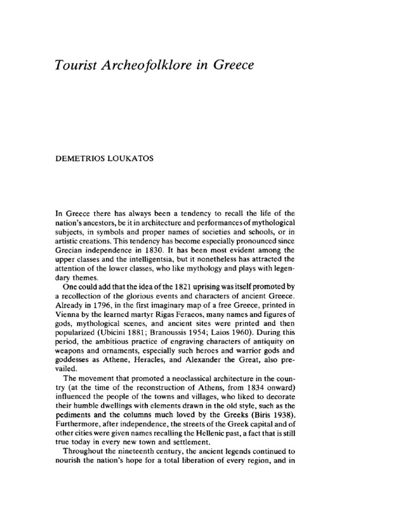 Loukatos - 2011 - Tourist Archeofolklore in Greece | PDF | Greek ...