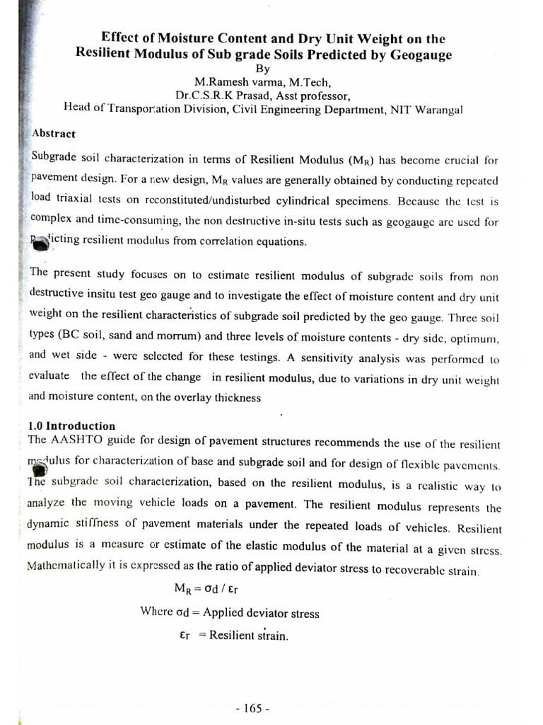 Resilient Modulus of Subgrade Soils | PDF | Young's Modulus | Stiffness