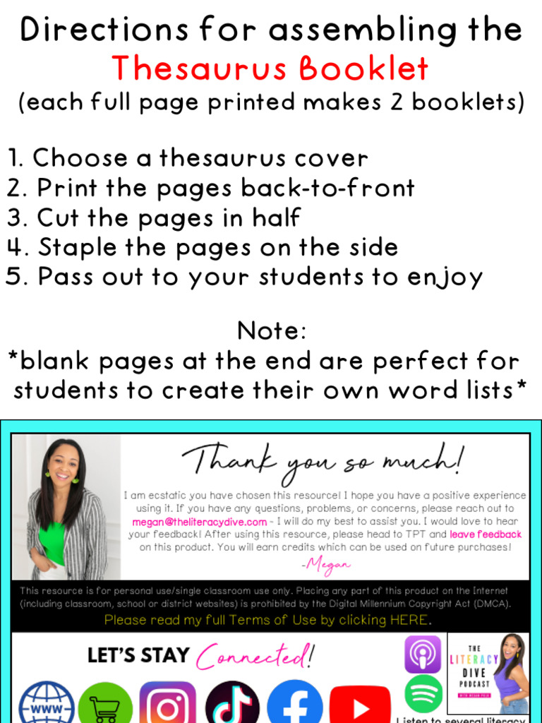 Thesaurus Reference Booklet | PDF | Language Arts & Discipline