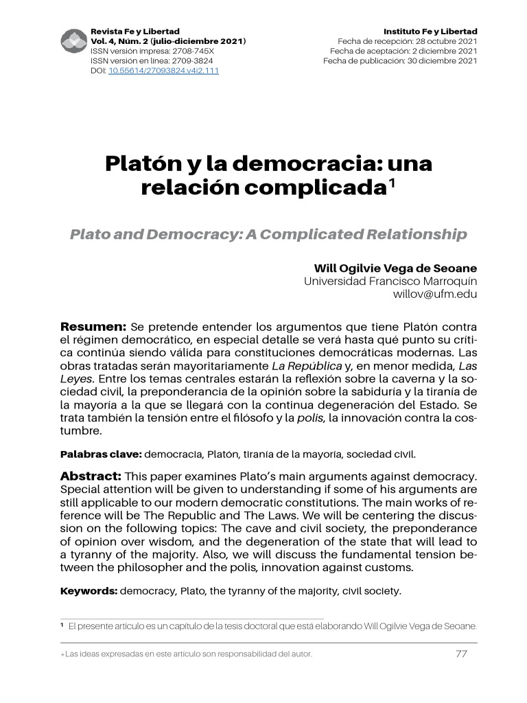 Platón y La Democracia | PDF | Platón | Sócrates