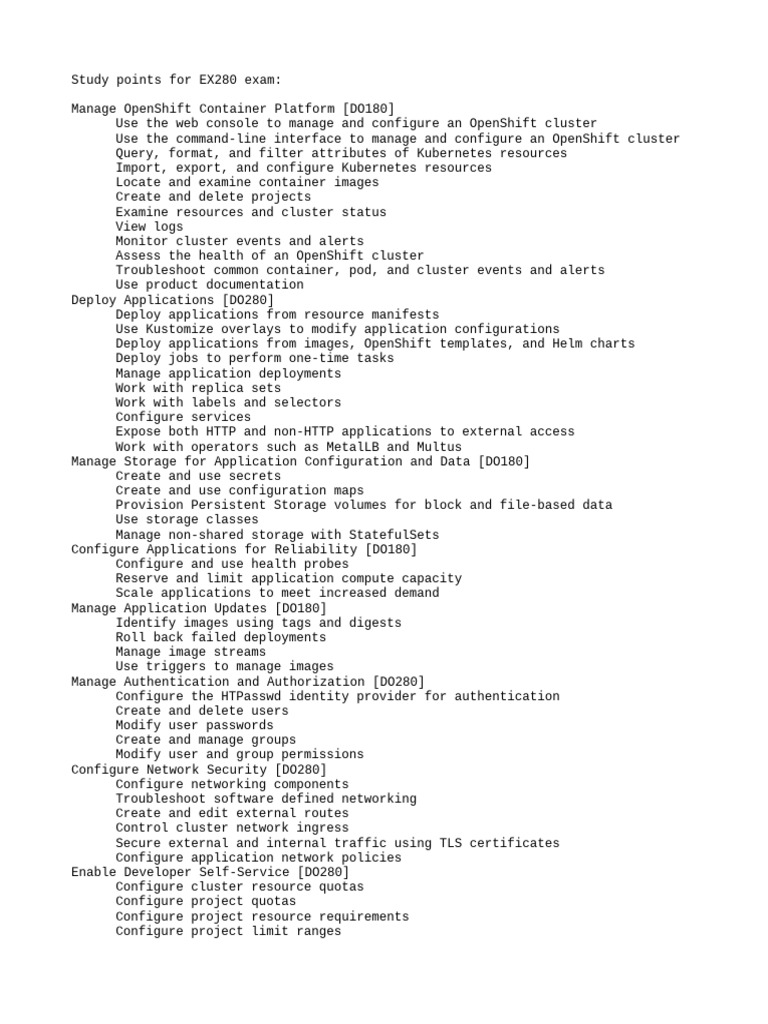 OpenShift EX280 Exam Guide | PDF | Computing | Information Technology