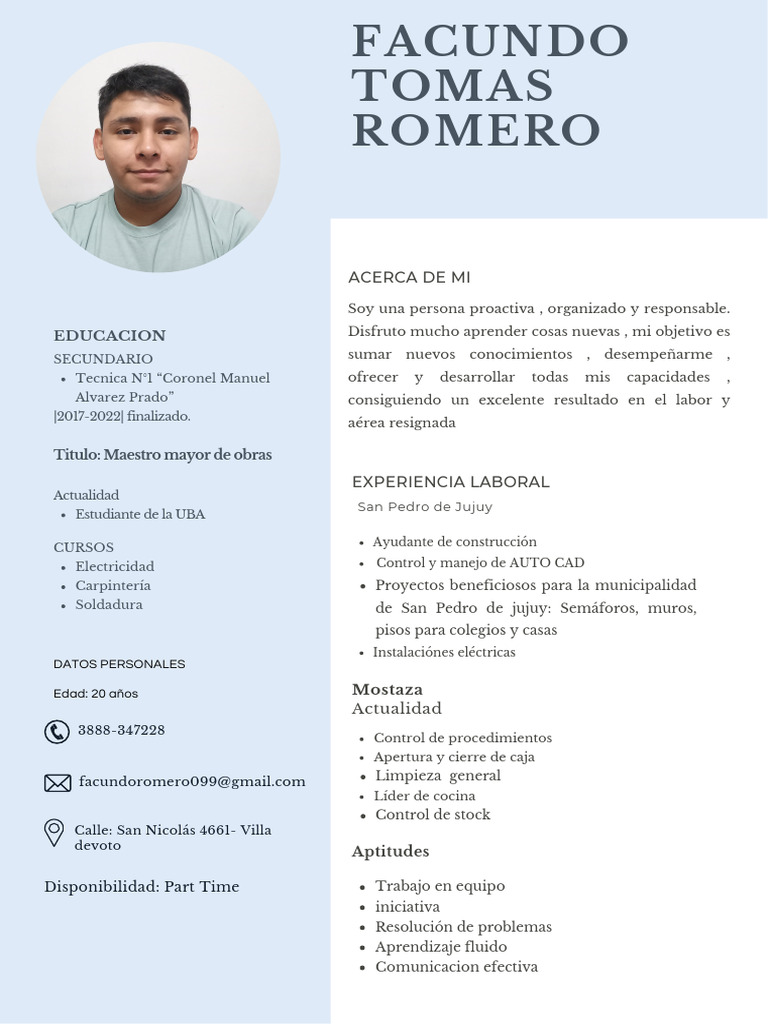 Curriculum Facundo Romero | PDF