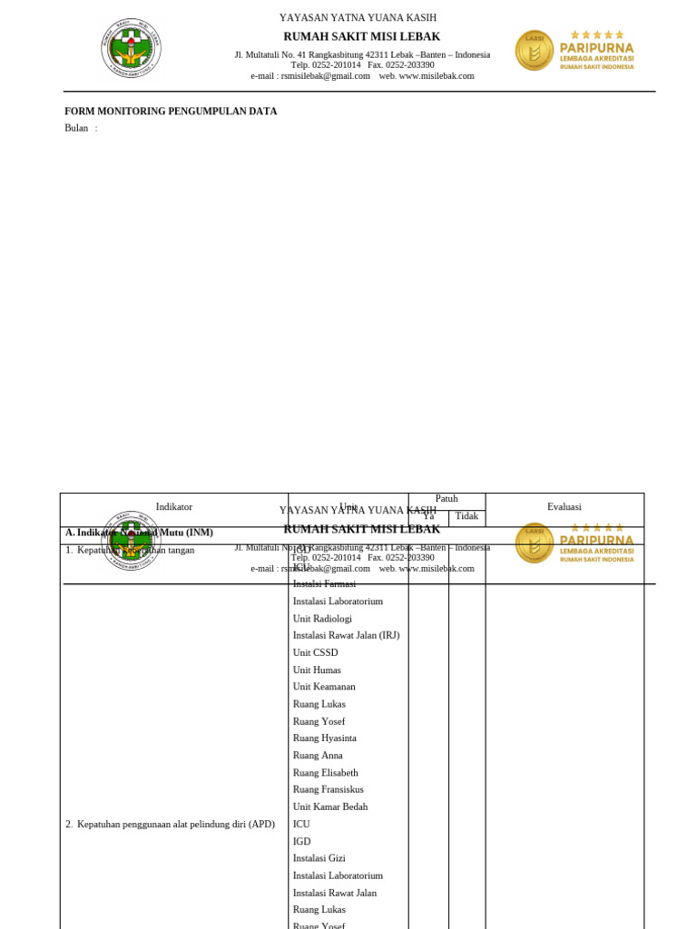 Form Monitoring Dan Supervisi Pengumpulan Data 2024 | PDF