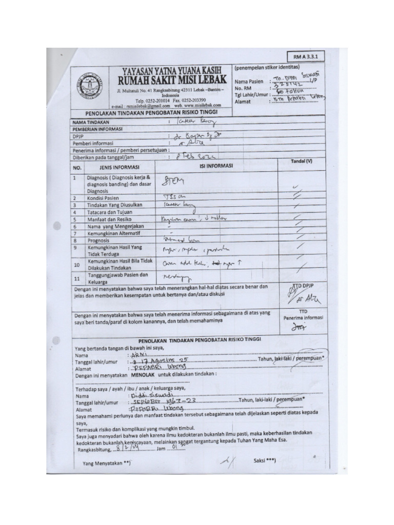 Form KIE, Koordinasi, RJP, Penolakan Kateter | PDF