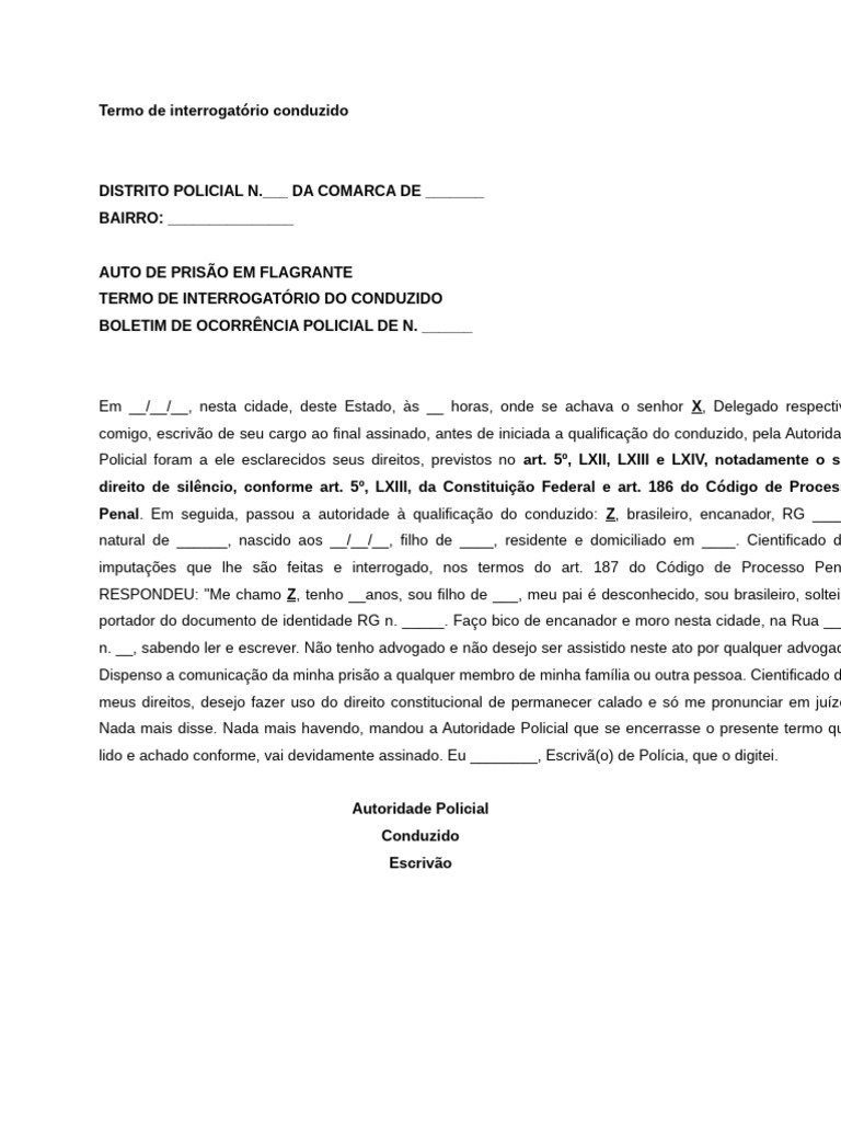 Termo de Interrogatório Conduzido | PDF | Direito
