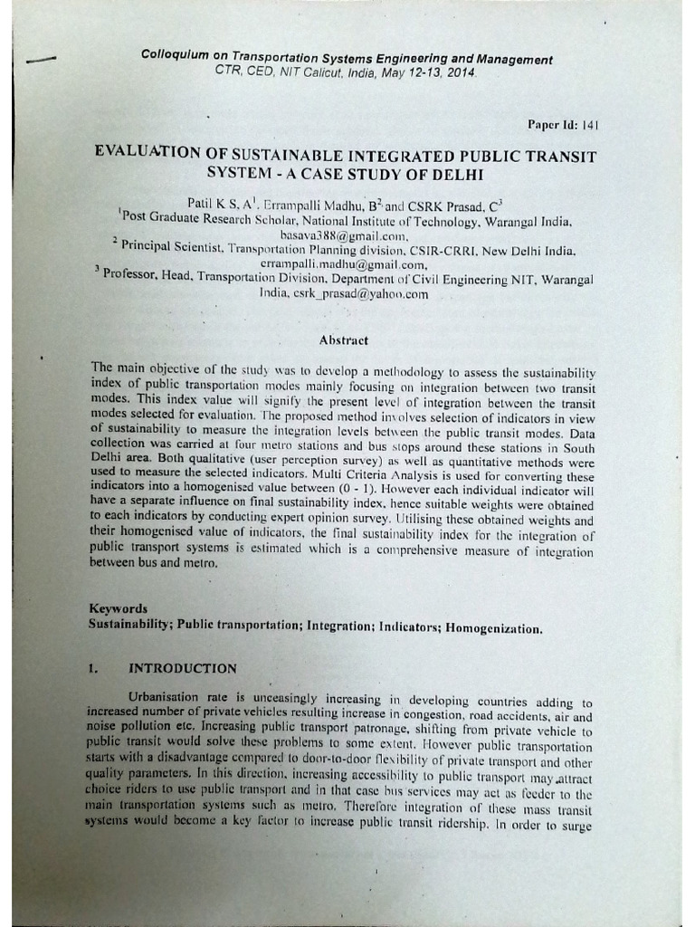 Sustainable Public Transit Integration in Delhi | PDF | Public ...