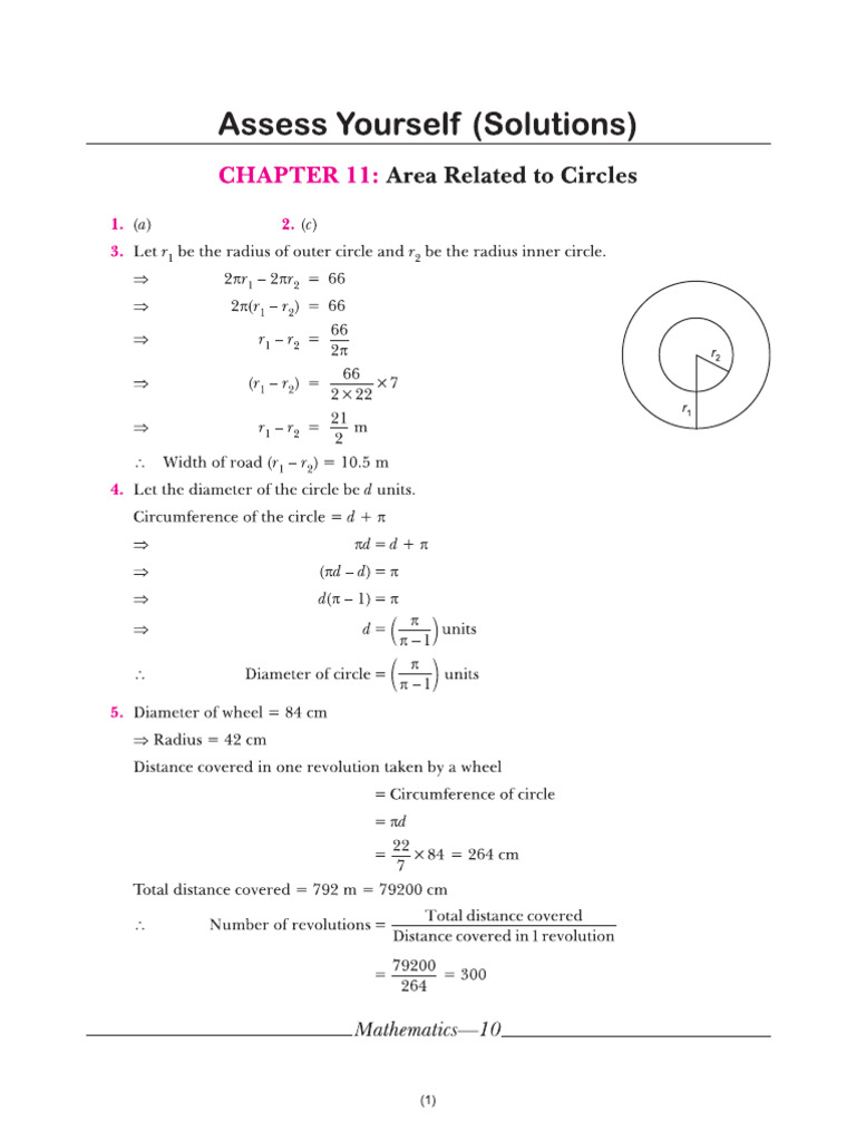 Cbse Cl10 Together With Maths Standard Solutions To Assess Yourself CH 11 | PDF