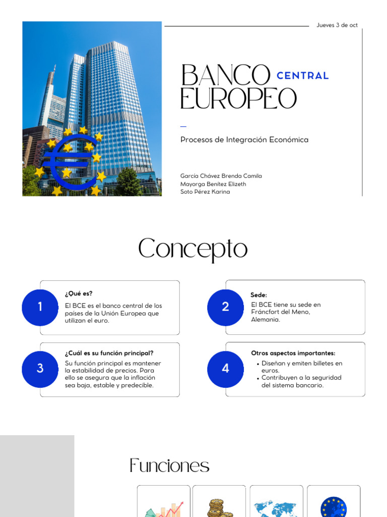 Historia y Funciones del BCE | PDF | Banco central europeo | Euro