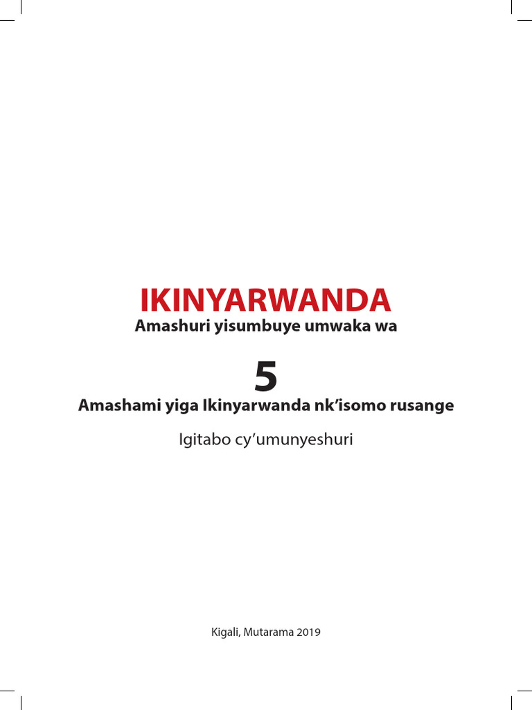 Kinyarwanda S5 SB | PDF | Rwanda | Languages Of Africa