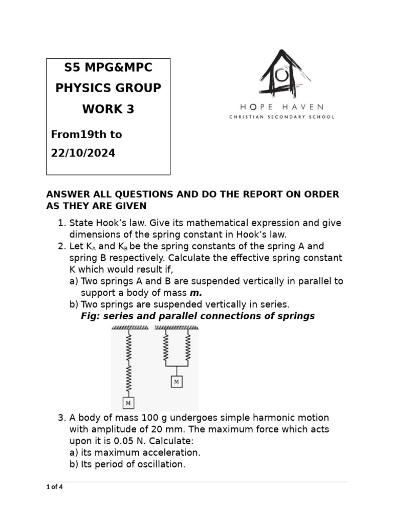 GROUP WORK 3 FOR S5 MPC AND MPG | PDF | Oscillation | Pendulum
