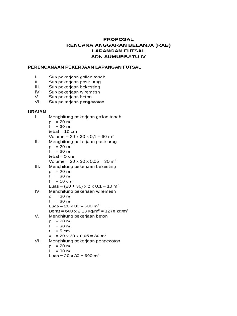 Proposal Rab Futsal SDN Sumurbatu Iv | PDF