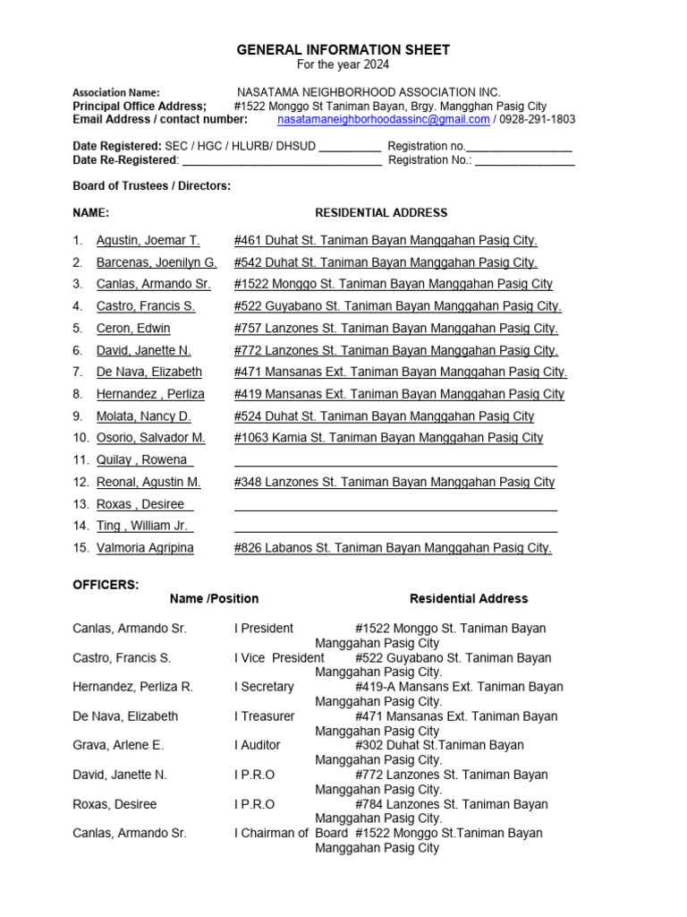 General Information Sheet2024 | PDF | Voting | Elections