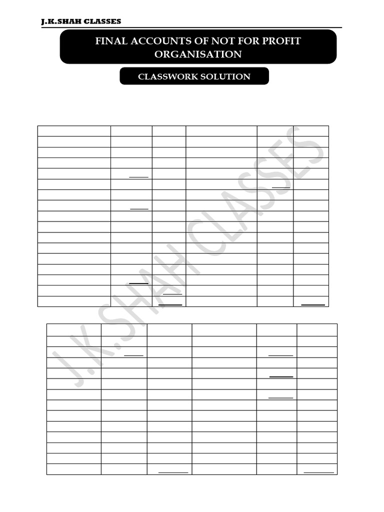 NPO - Classwork Solution | PDF | Expense | Balance Sheet