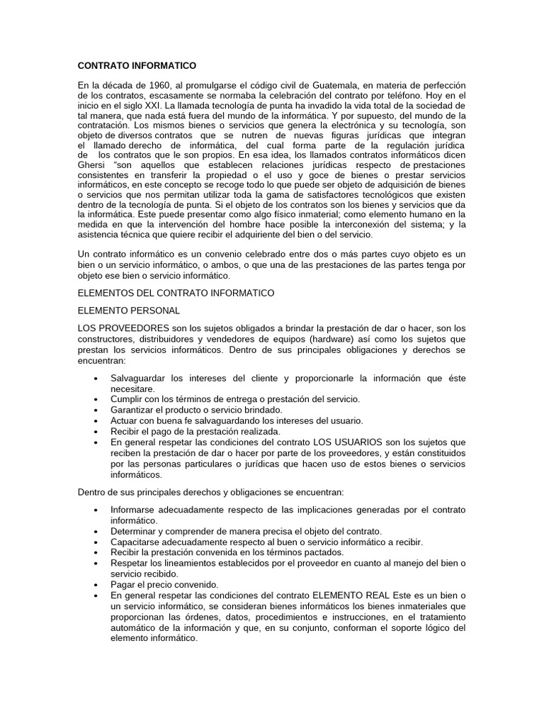 Contrato Informatico | PDF | Hardware de la computadora | Informática