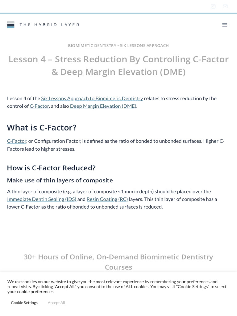 Lesson 4 - Stress Reduction by Controlling C-Factor & Deep Margin Elevation (DME) - The Hybrid ...