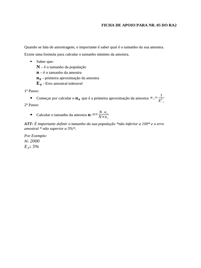 Ficha de Apoio para NR 5 Do Ra2 | PDF