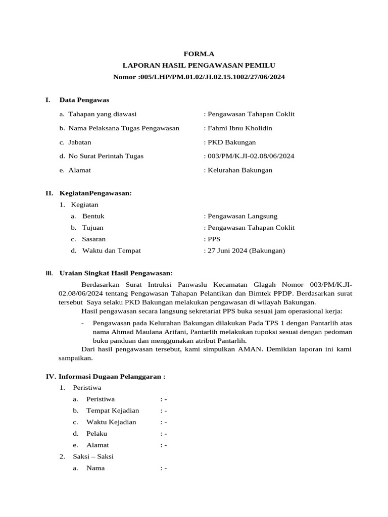 Form A 005 | PDF | Hukum