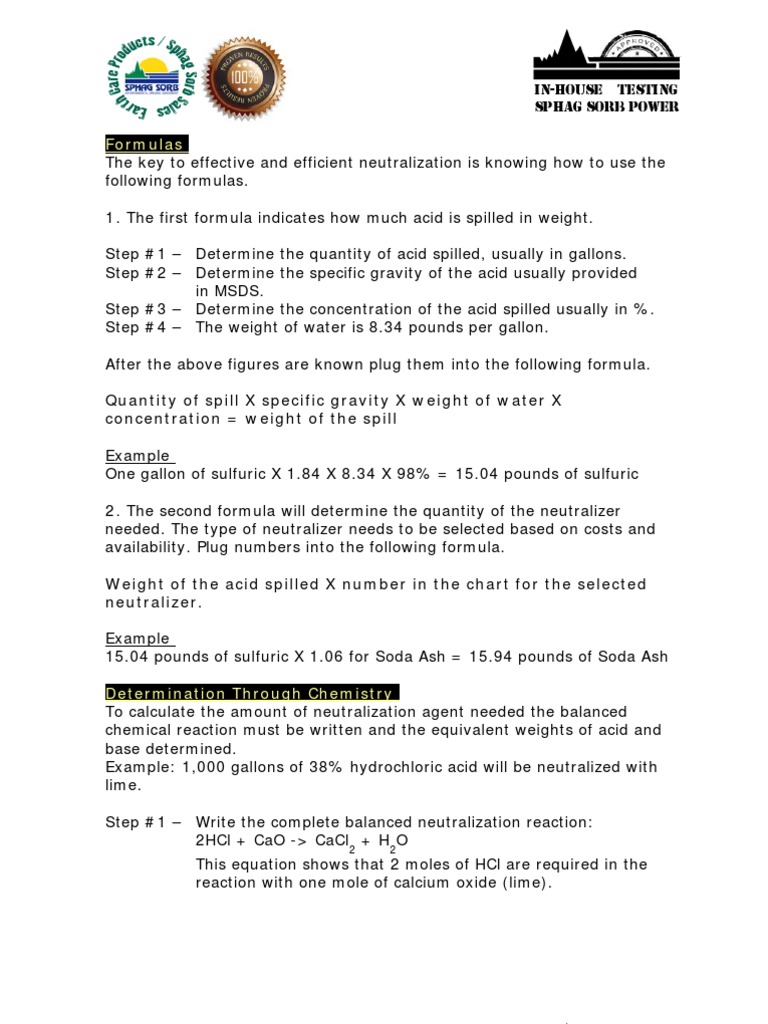 Neutralization Formula Quick Charts | PDF | Sodium Carbonate ...