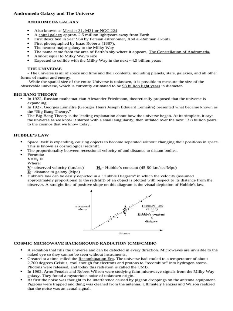 Andromeda Galaxy handout | PDF | Universe | Cosmic Microwave Background