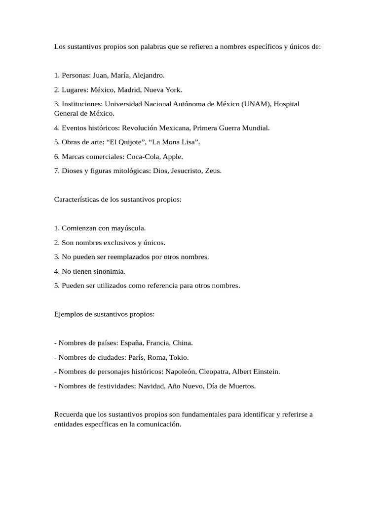 Sustantivos Propios | PDF