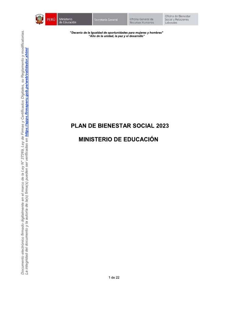 Modelo de Plan de Bienestar Social I | PDF