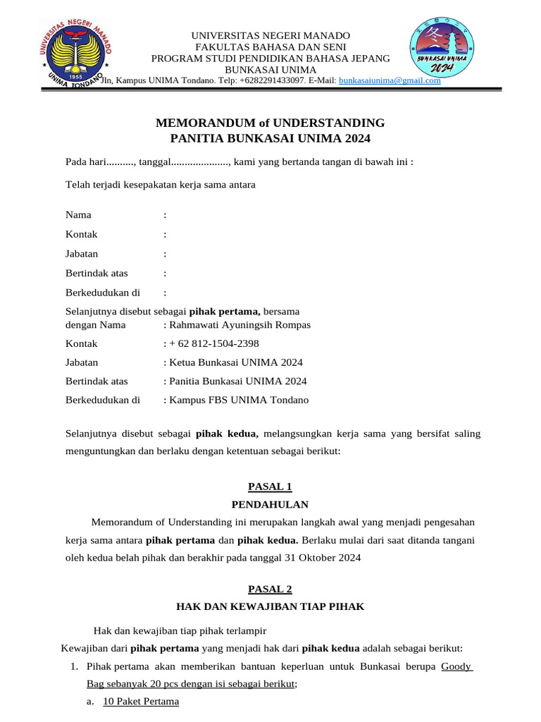 MoU Gatsby 2024 | PDF