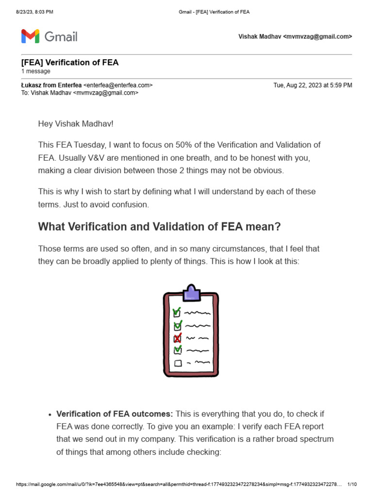 Gmail - (FEA) Verification of FEA | PDF | Finite Element Method | Verification And Validation