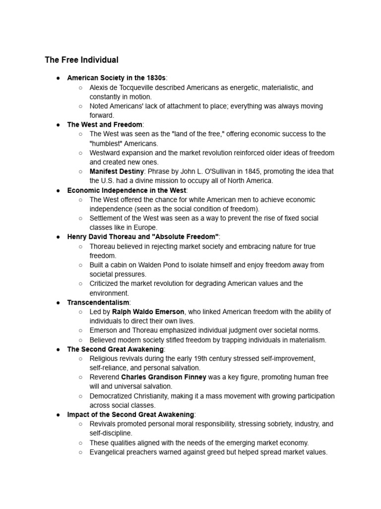 The Free Individual Notes | PDF | Henry David Thoreau | Christian Revival