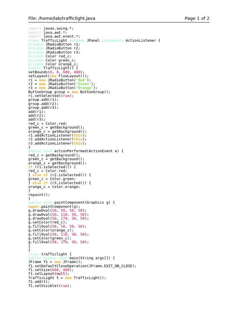 Trafficlight Java | PDF
