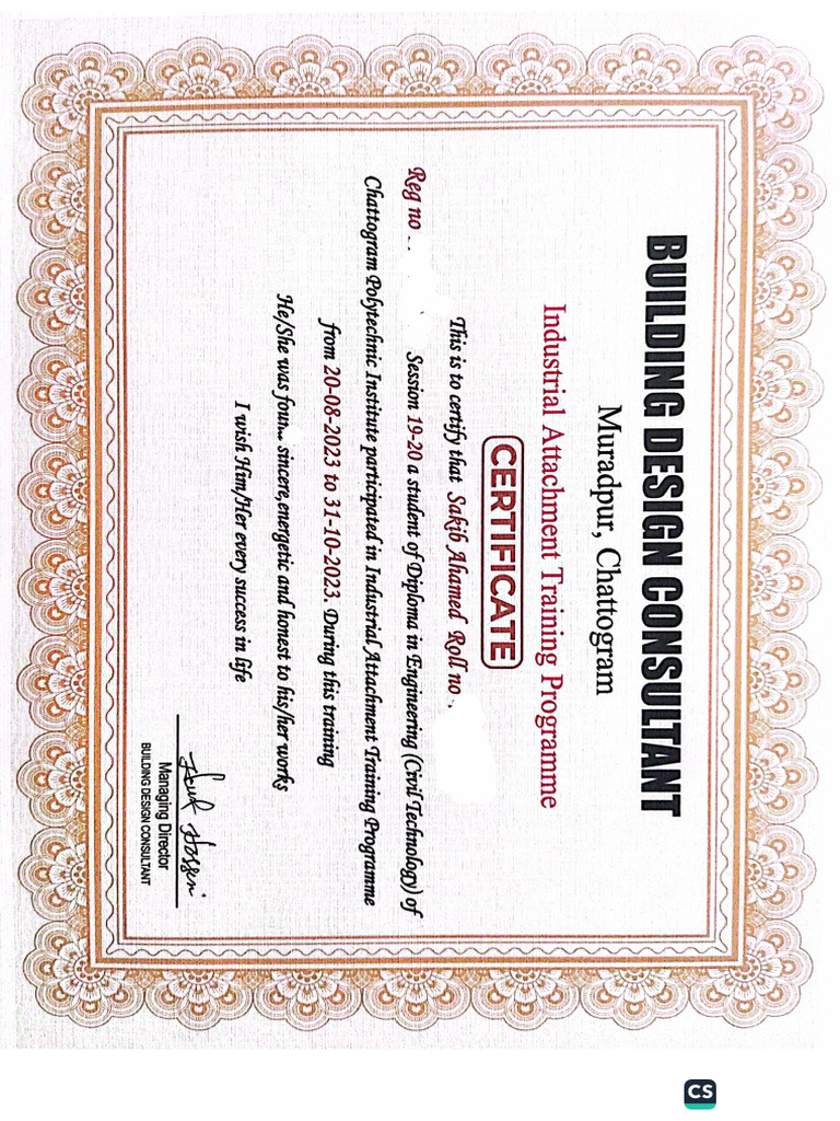 Industrial Training Certificate | PDF