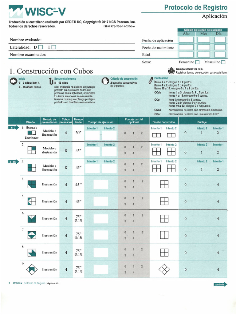 Protocolo WISC | PDF