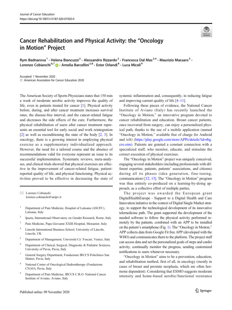 Oncology in Motion: Cancer Rehab Program | PDF | Oncology | Cancer