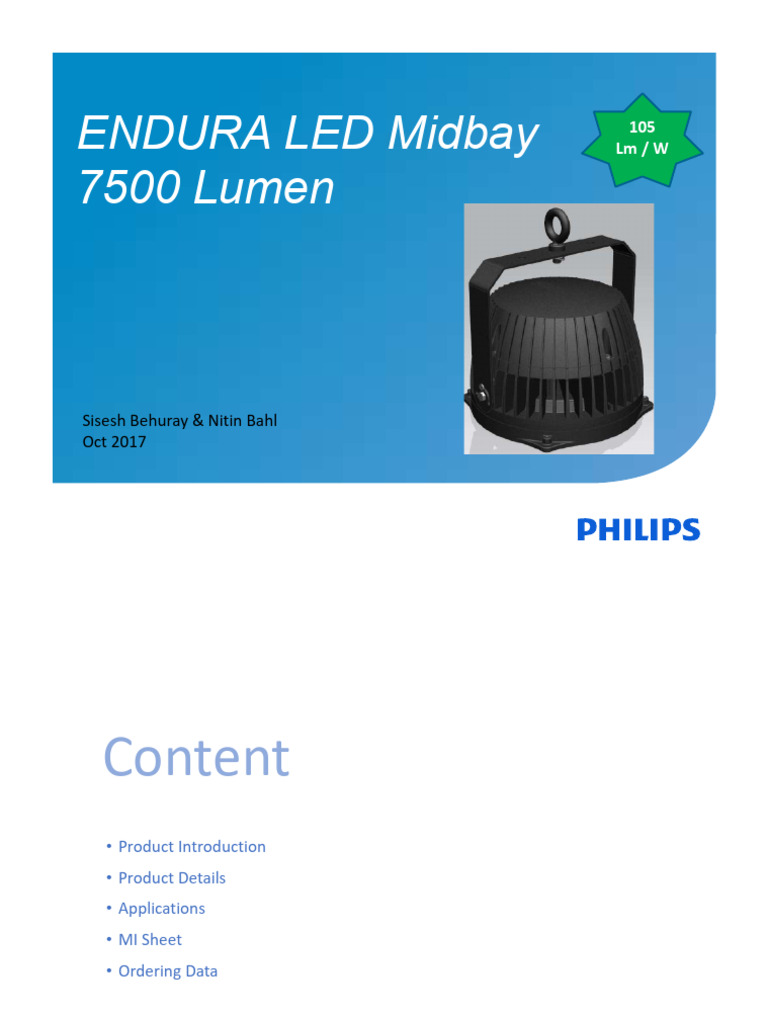 Endura LED Midbay Overview | PDF | Lighting | Electromagnetic Spectrum
