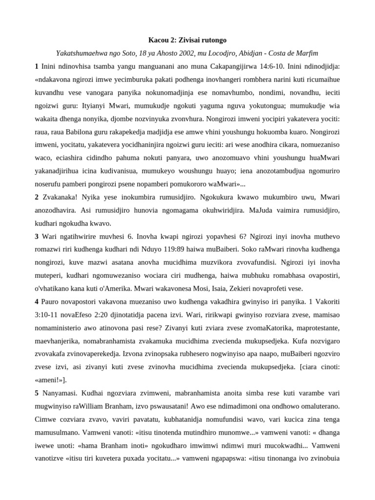 KACOU 2 Zivisai Rutongo | PDF