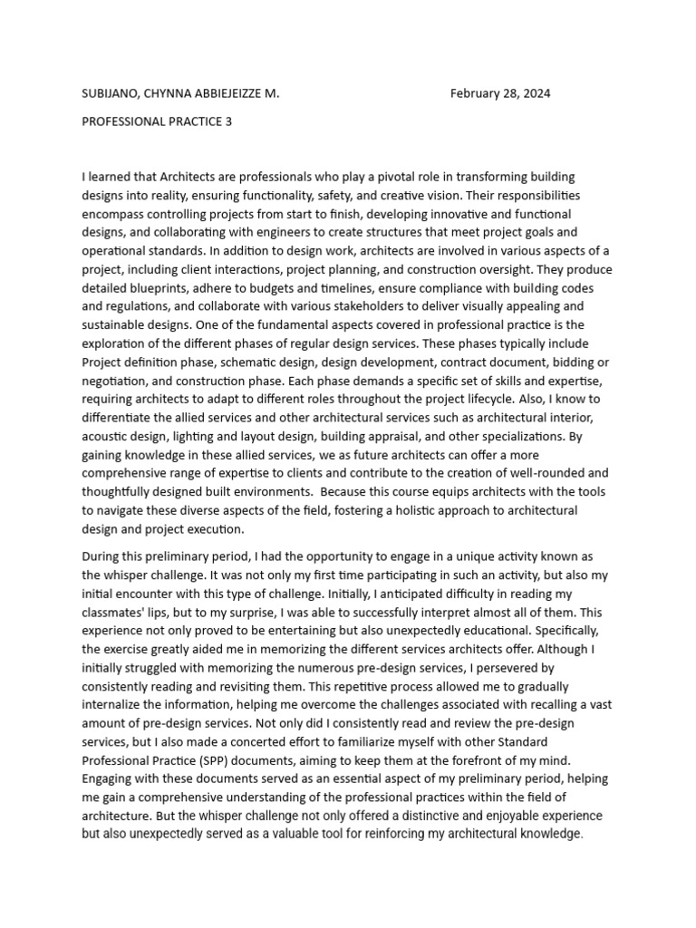 Assignment P-2 - Subijano | PDF | Architect | Design