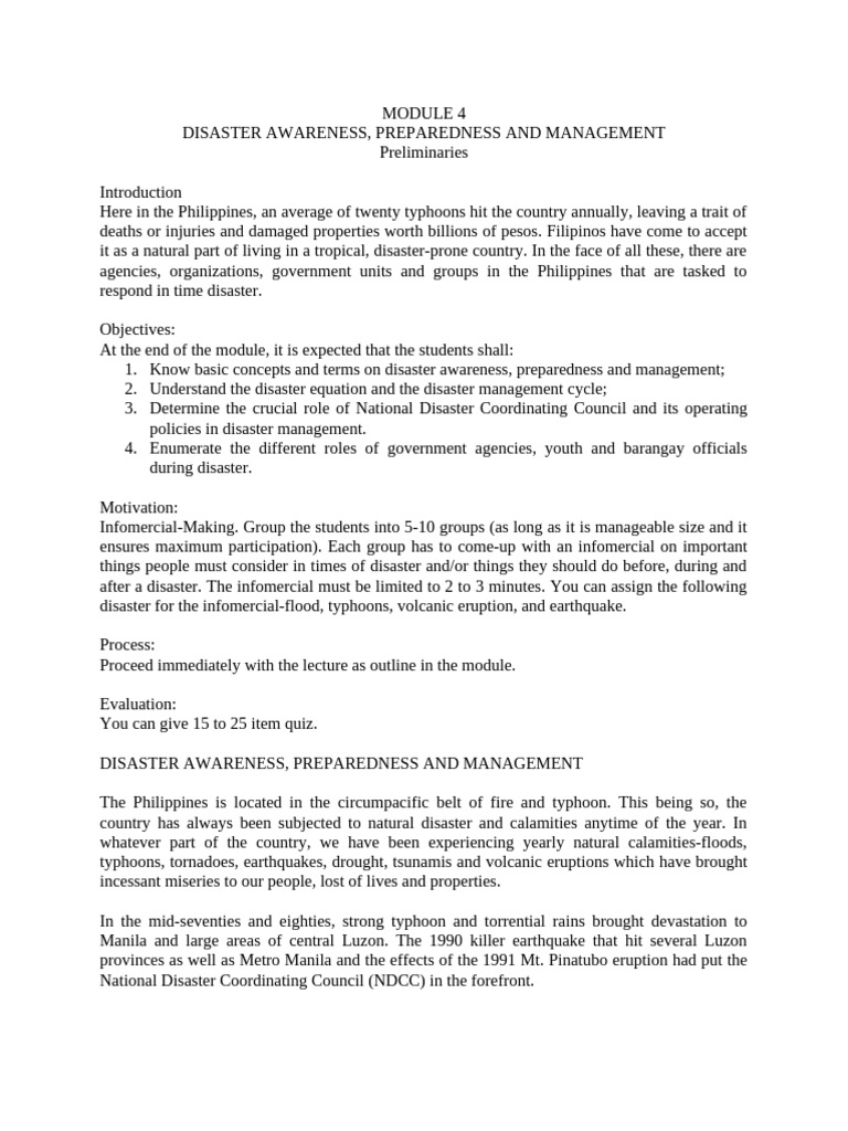NSTP CWTS Module 4 | PDF | Emergency Management | Disaster Risk Reduction