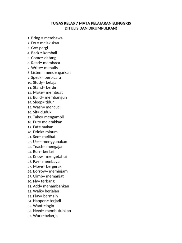 Tugas Kelas 7 Mata Pelajaran B | PDF