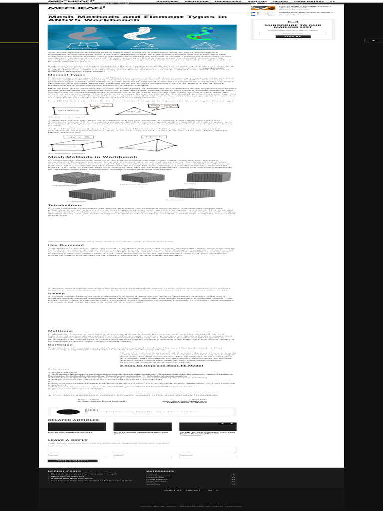 Mesh Methods and Element Types in ANSYS Workbench | PDF | Tetrahedron