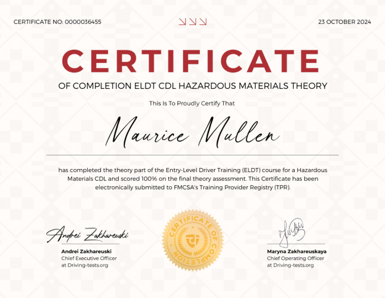 Hazmat Certificate | PDF