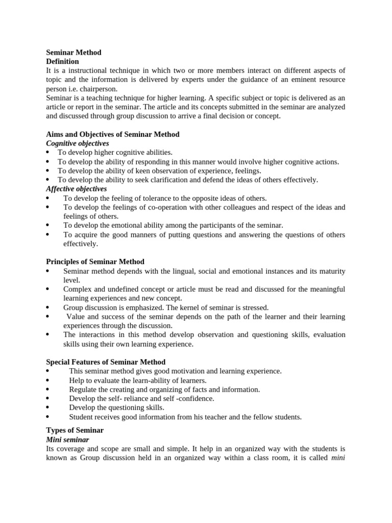 Seminar Method | PDF | Learning | Feeling