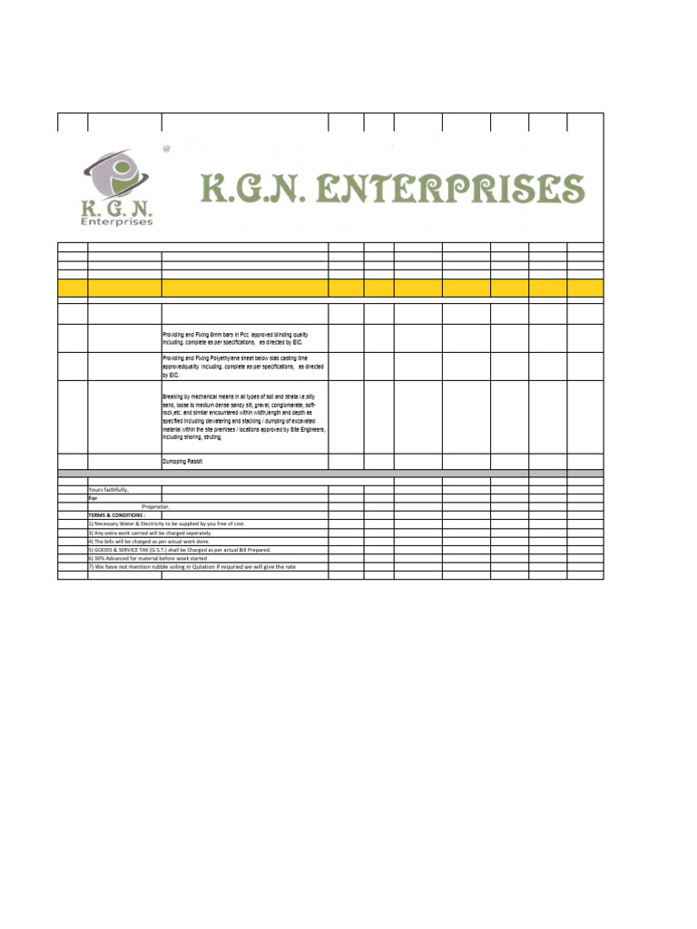 PCC Work Quotation and Rates Breakdown | PDF | Natural Materials