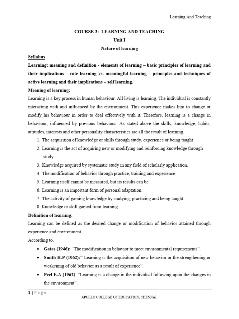 Teaching and Learning - English Medium | PDF | Learning | Teachers