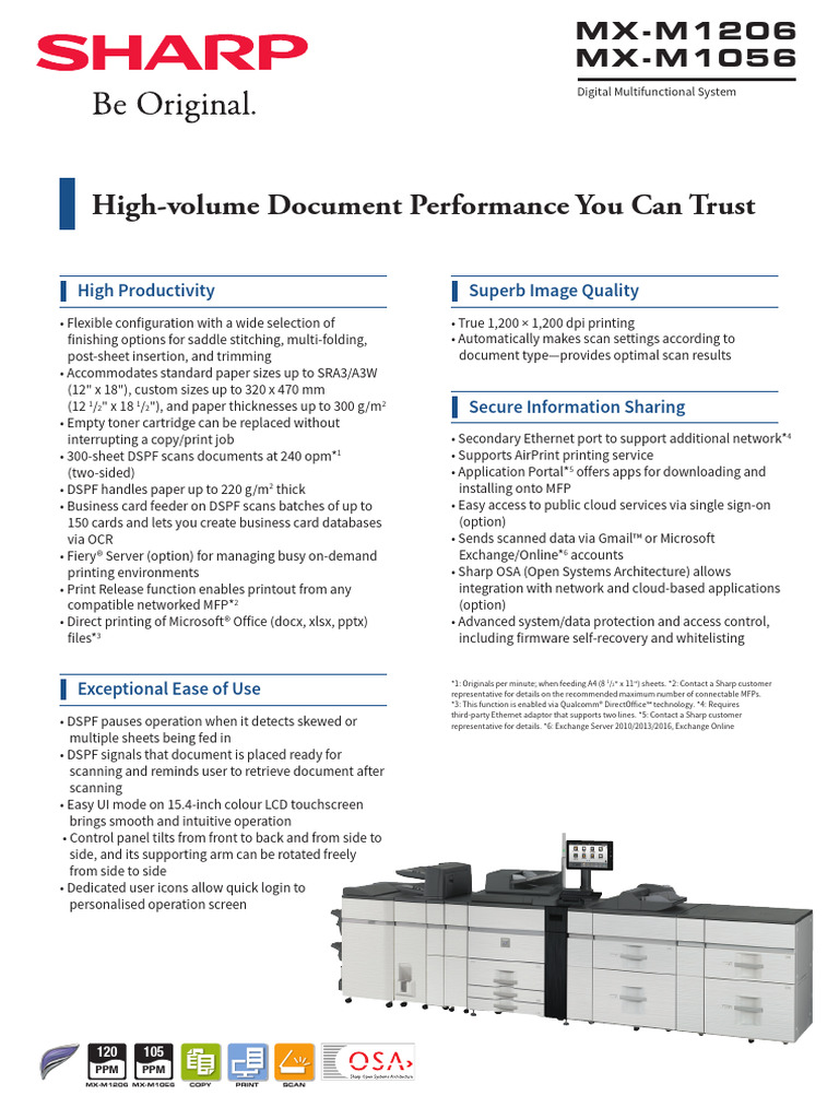 High-Volume Document Performance You Can Trust: MX-M1206 MX-M1056 | PDF ...
