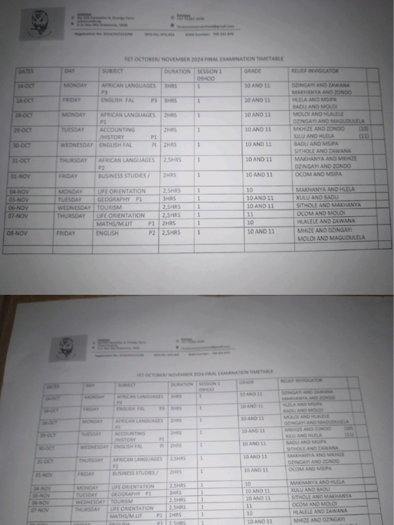 PDF Timetable | PDF