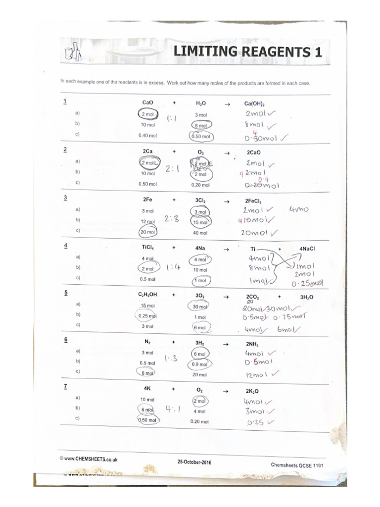 LIMITING REAGENTS 1 (1) | PDF