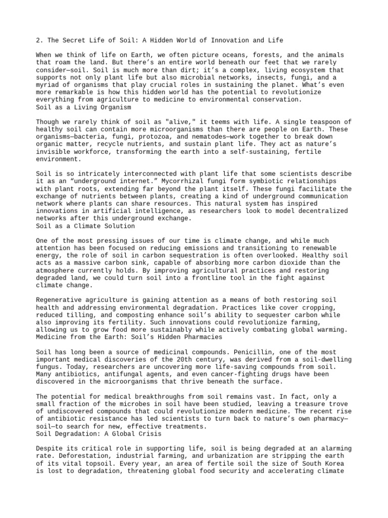 The Secret Life of Soil | PDF | Soil | Agriculture