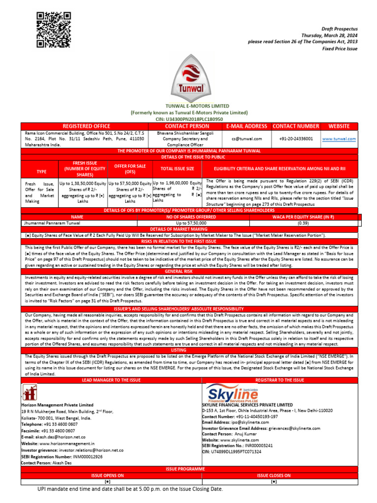 Draft Prospectus | PDF | Securities (Finance) | Stocks